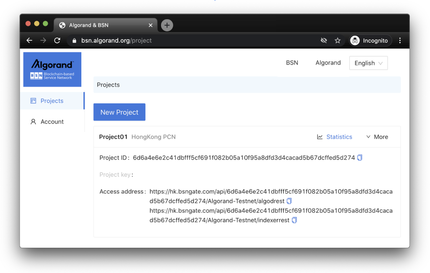 Algorand BSN Portal - Getting Started | Algorand Developer Portal